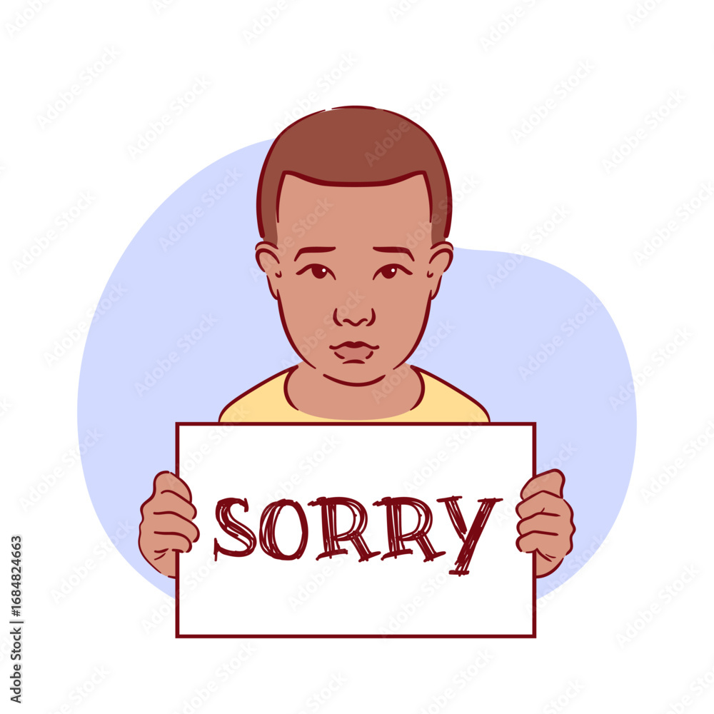 We sincerely apologize A heartfelt gesture from a young boy displaying ...
