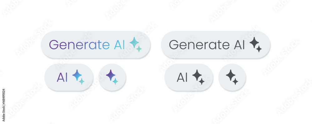 AI icon set vectors in a flat, modern style. This design includes ...