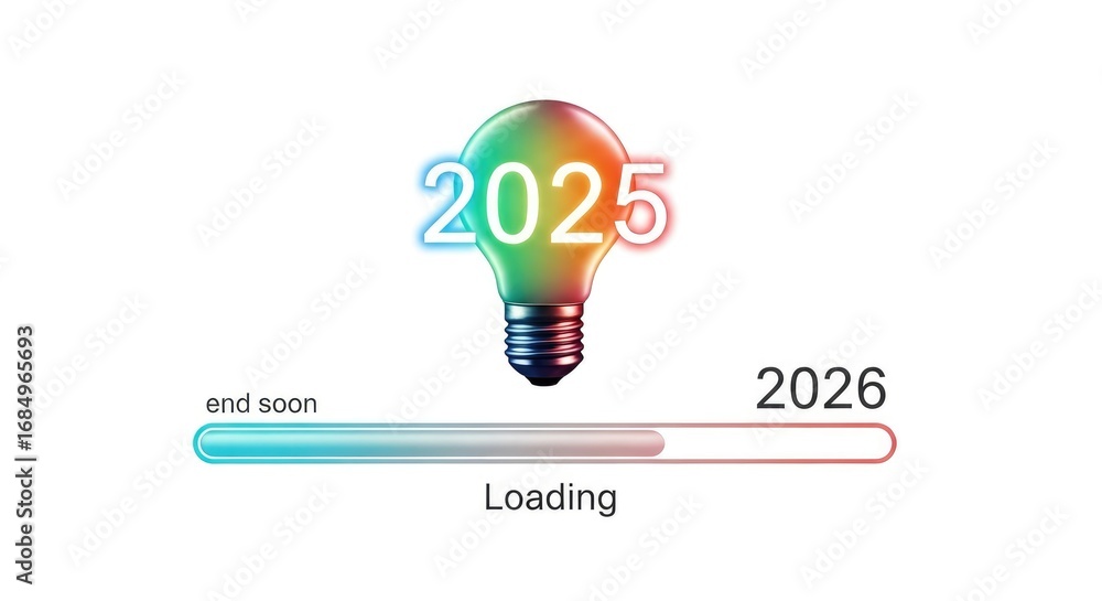 2025 Loading Lightbulb, Transition to 2026, Progress Bar, Conceptual ...