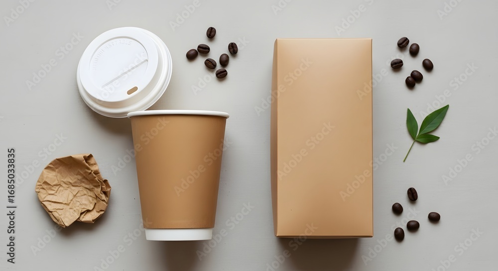 Eco-Friendly Coffee Packaging Mockup: Sustainable Takeaway Cup and Box ...