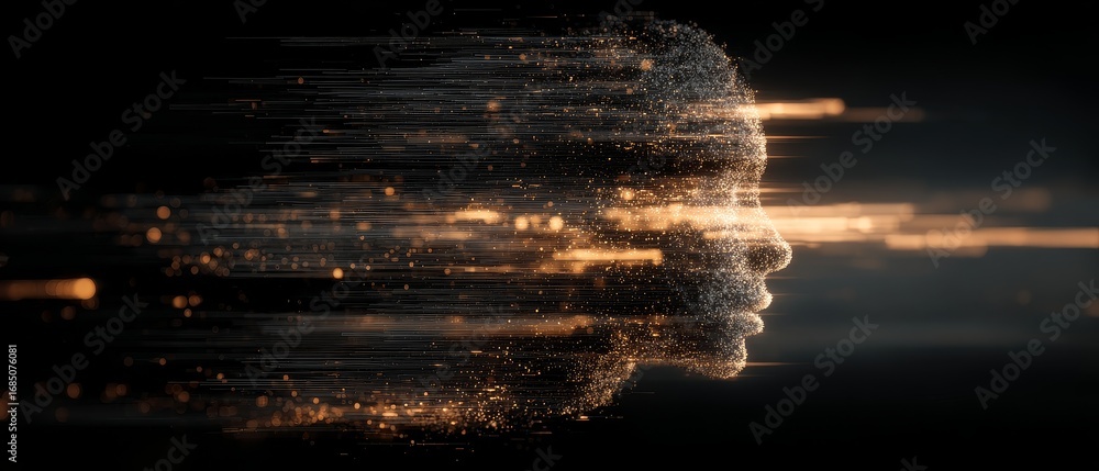 Futuristic technology portraits of ai and humanity double exposure ...