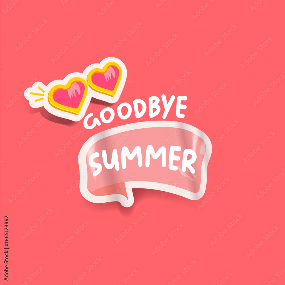 Goodbye summer pink groovy aesthetic sticker with heart shaped ...