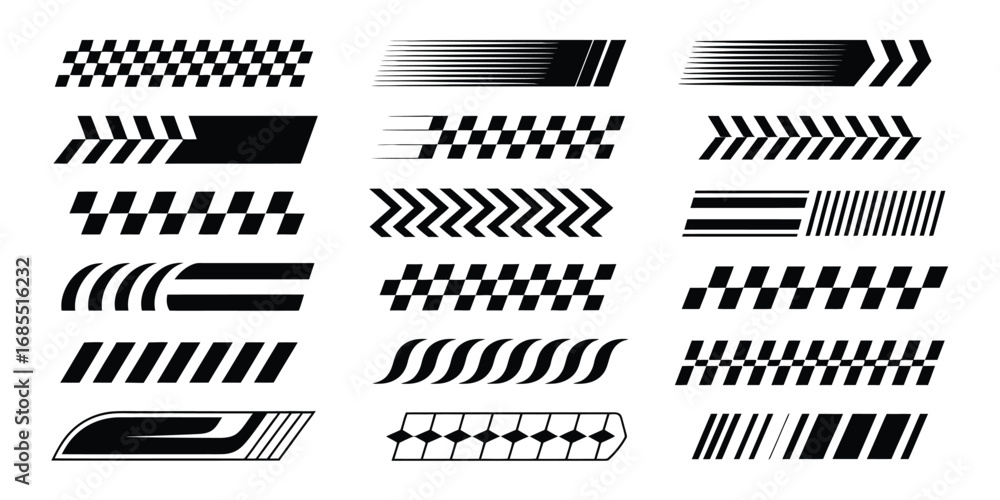 Racing Car Stripes and Vehicle Decal Vector Set – Includes Angled ...