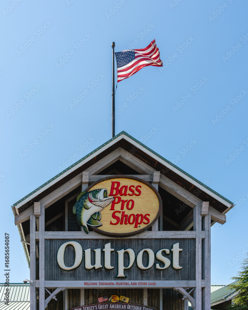 Atlantic City, NJ - Aug 26, 2025: 4:5 ratio view of Bass Pro Shops ...