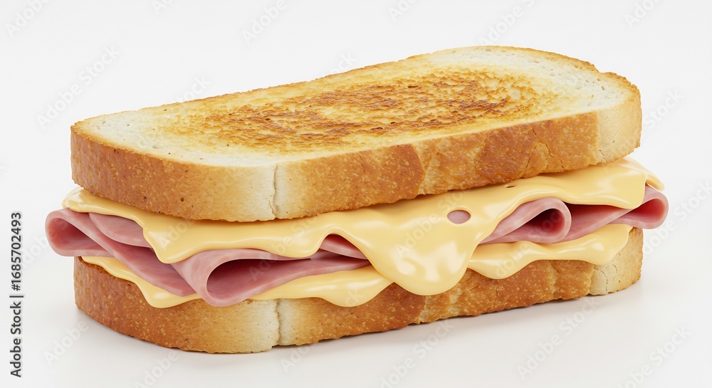 Delicious toasted ham and cheese sandwich boasts melted cheese and ...