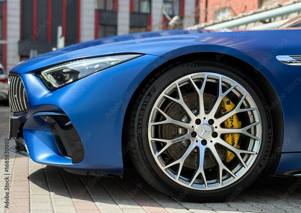 Blue Mercedes-Benz SL-Class AMG IV (R232) V8 4Matic cabriolet car ...