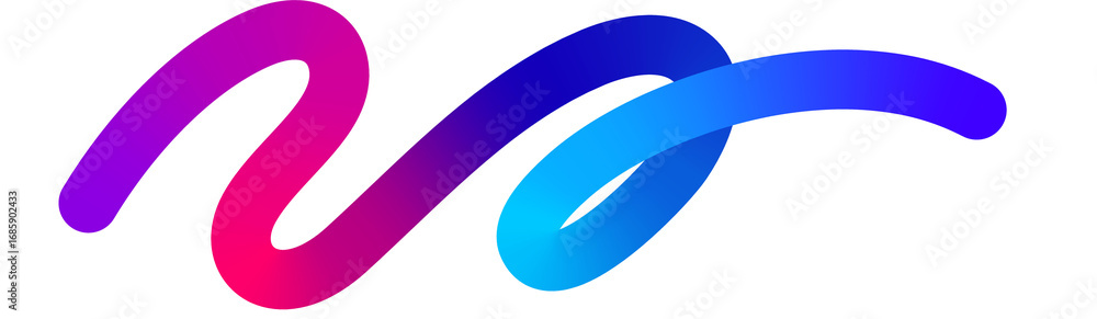 Abstract Gradient Color Line. 3D Wave Line Shape. Vector Spiral Rainbow ...