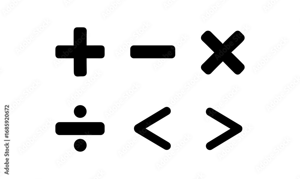 Basic math symbols set: plus, minus, multiplication, division Stock ...