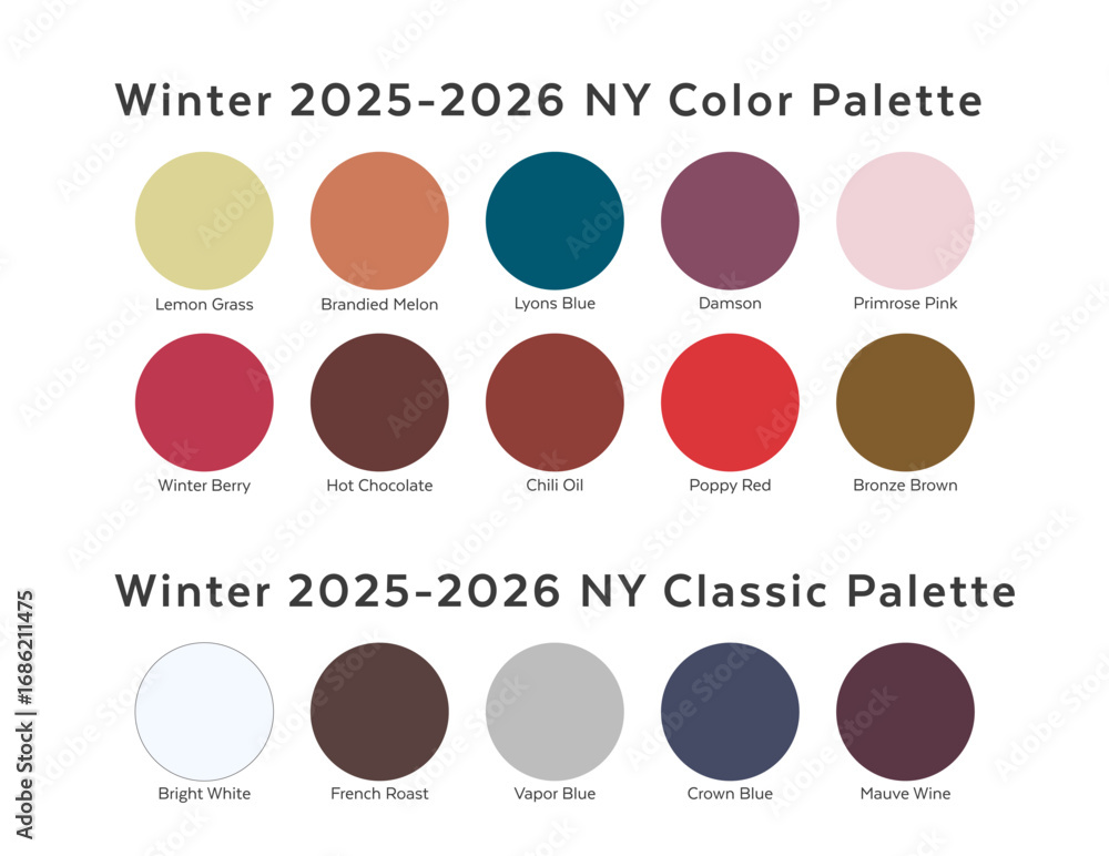 Fall Winter 2025 - 2026 NY Fashion Week Color Palette with Round Paint ...