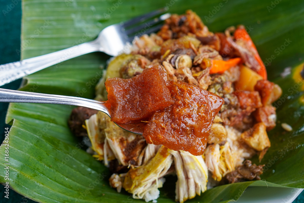 Nasi Gudeg Koyor, captured on September 5, 2025. Traditional Javanese ...