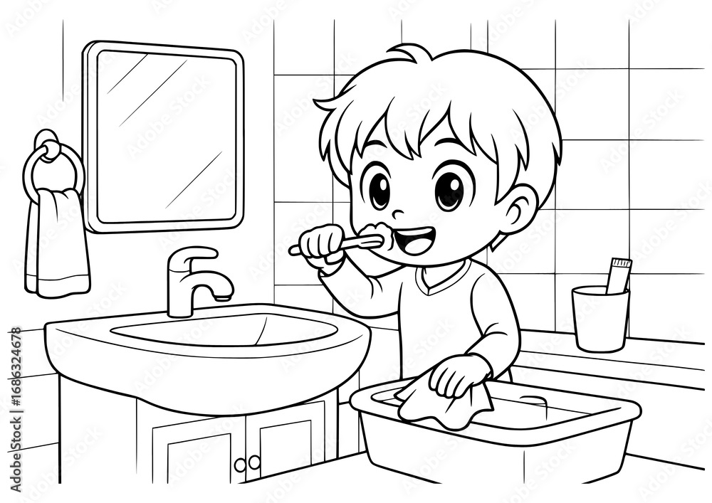 Stock-Illustration „Household chores coloring pages for kids! Fun daily ...