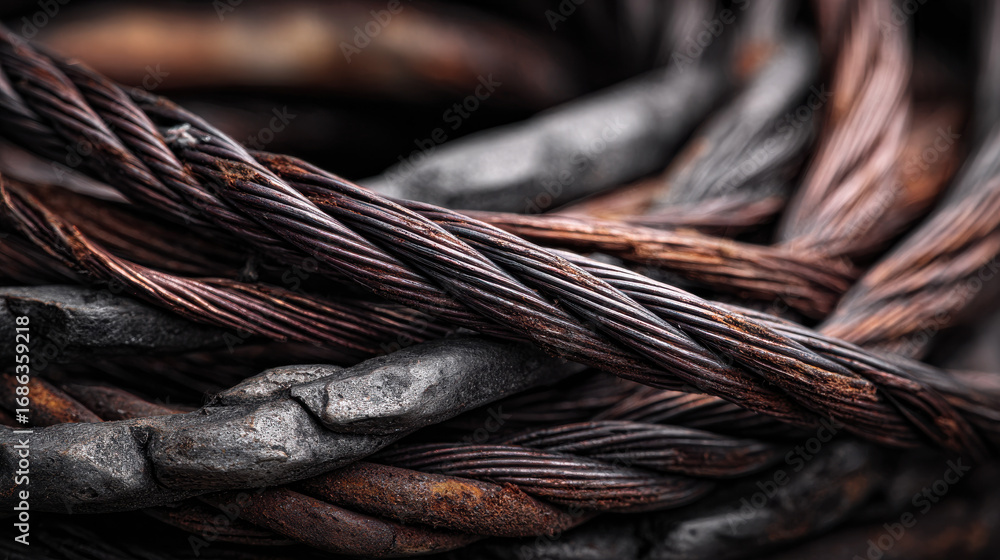 Strong twisted steel cables industrial wire rope texture construction ...
