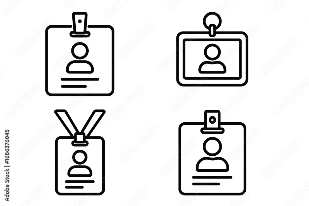 Image vectorielle Stock Employee ID badge line icon set. Staff ...
