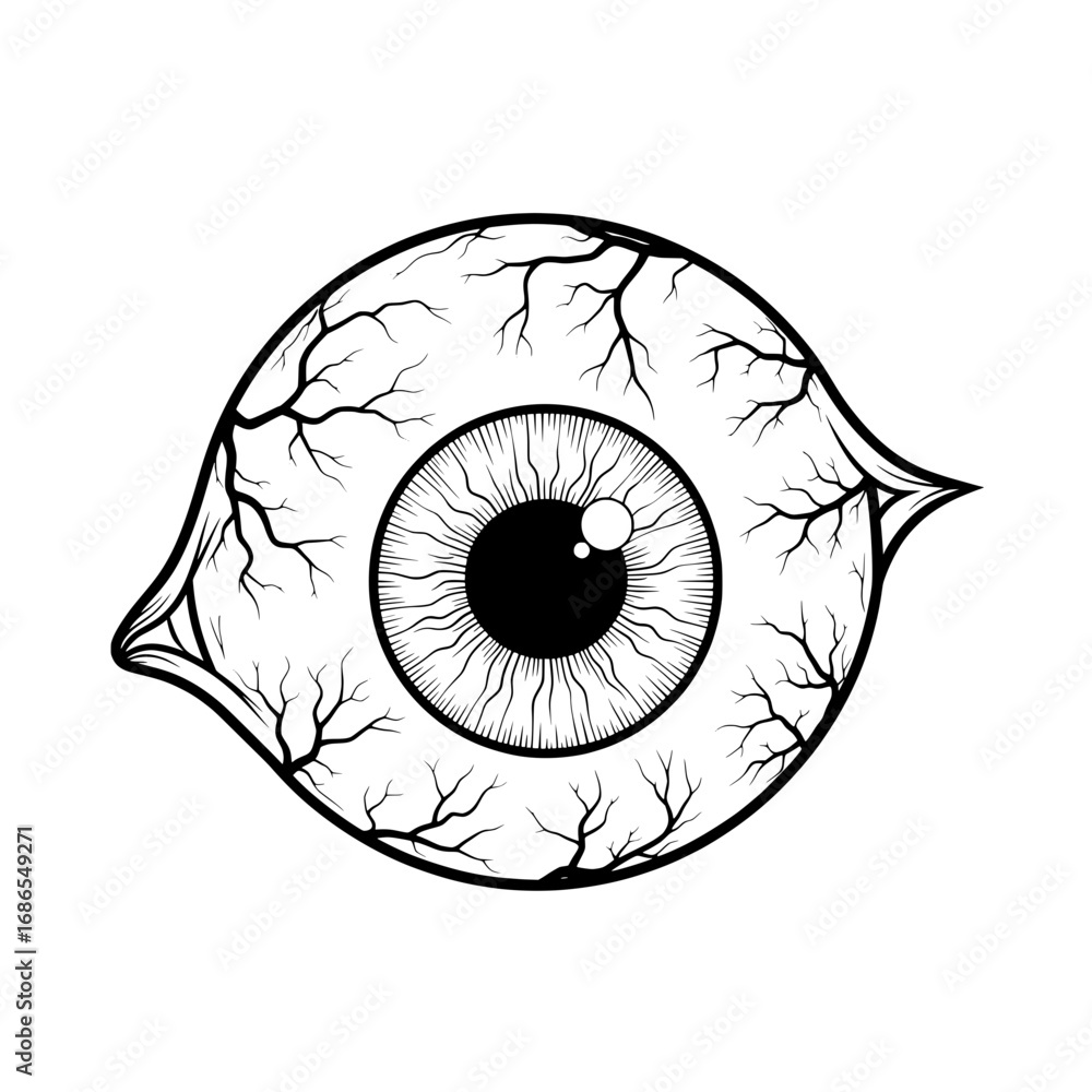 Creepy eyeball with veins for Halloween horror designs and scary themed ...