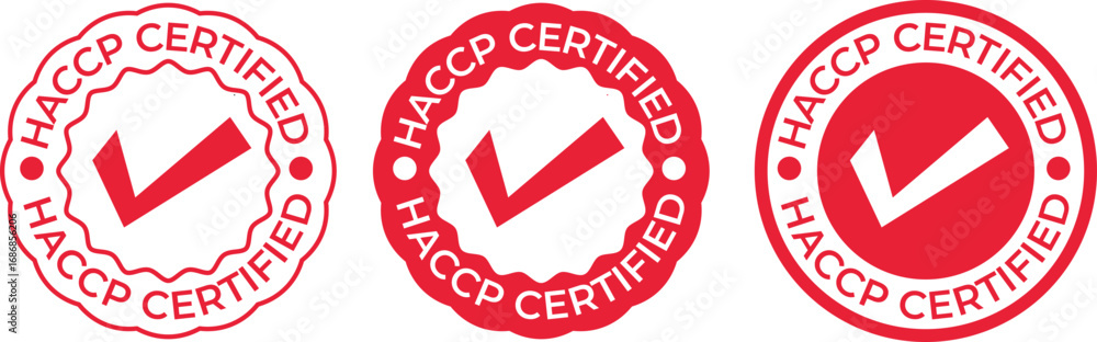 HACCP Certified Red Round Stamps with Check Mark Icon for Food Safety ...