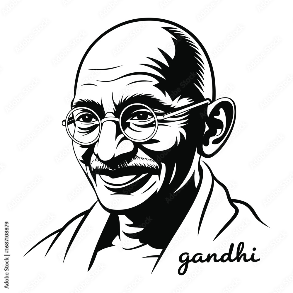 Mahatma Gandhi: An Old Age Picture. Stock Vector | Adobe Stock