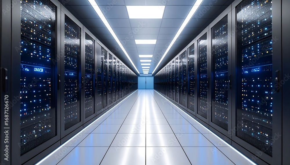 Modern server room interior (1) Stock Photo | Adobe Stock