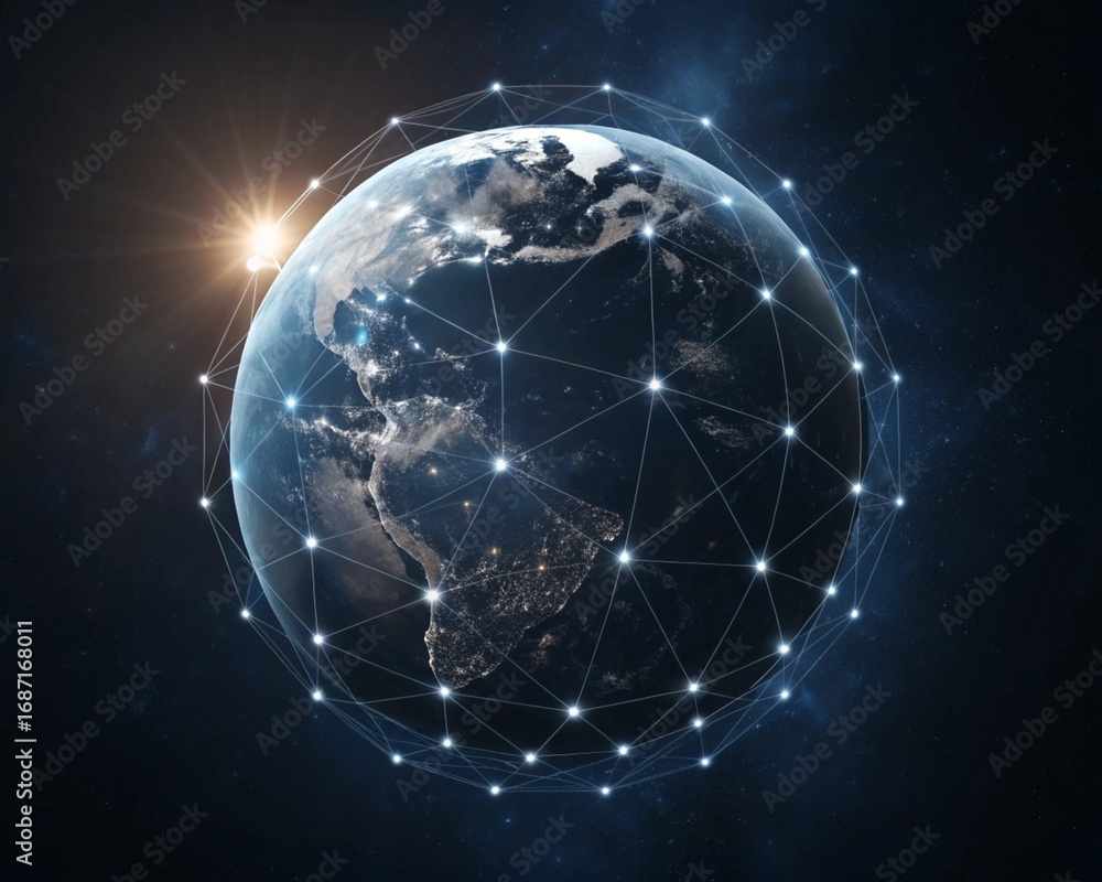 Global Network Connection A World Surrounded by Interconnected Digital ...