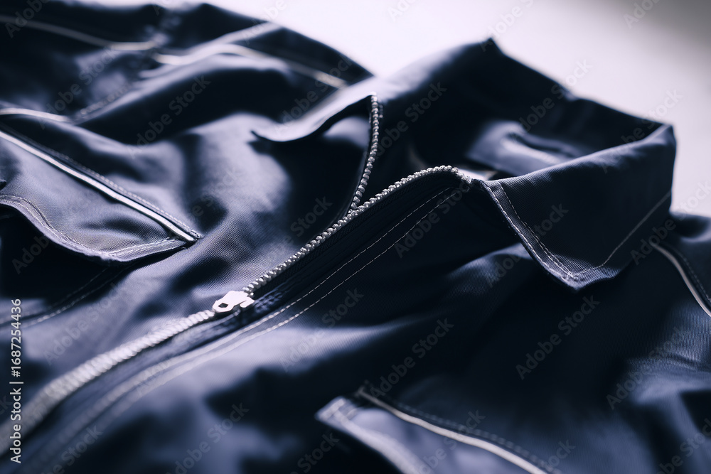 Fire-resistant worker uniform, ergonomic design, dark navy blue color ...