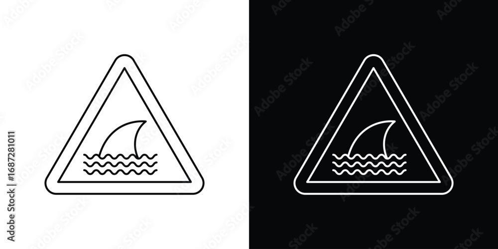 Danger of shark sign design elements pack. Vector symbols for UI ...
