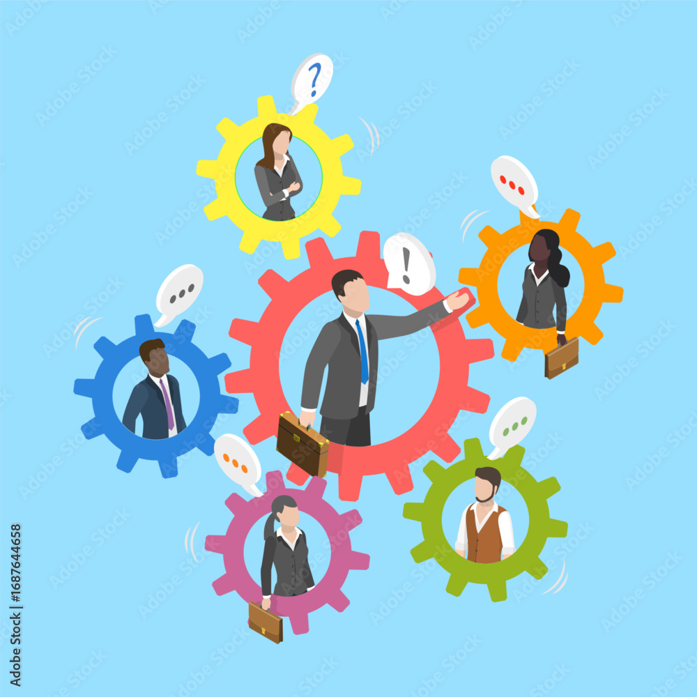 3D Isometric Flat Vector Illustration of Team Leader, The Importance Of ...