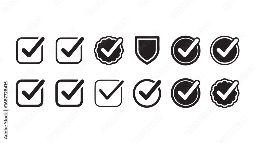 Image vectorielle Stock Check Mark Icons Complete Set of Tick, Approved ...