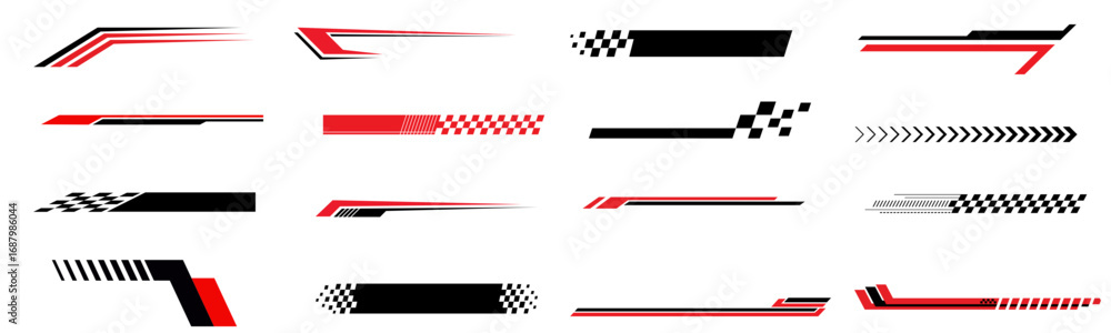 Race car lines. Racing stripe decals, Black and red speed line stripes ...