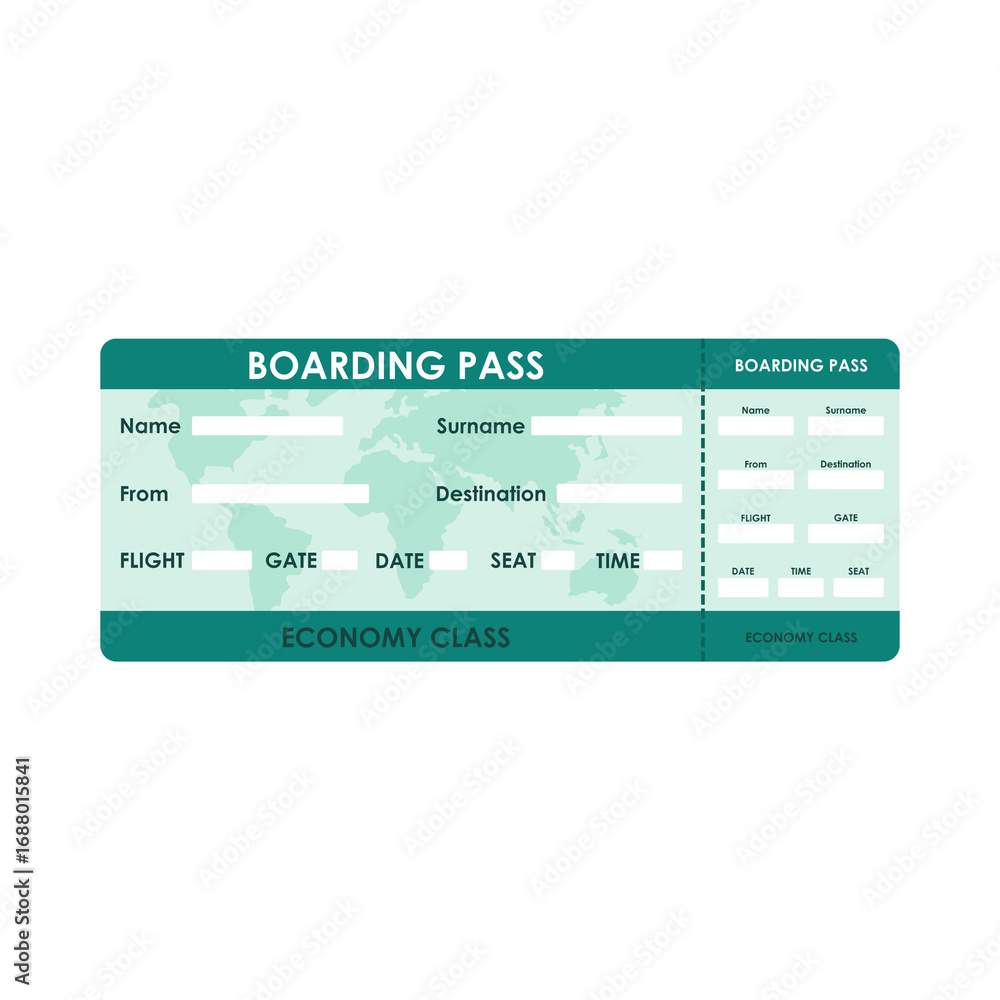 Blank Airline Boarding Pass Ticket Template. Stock Illustration | Adobe Stock