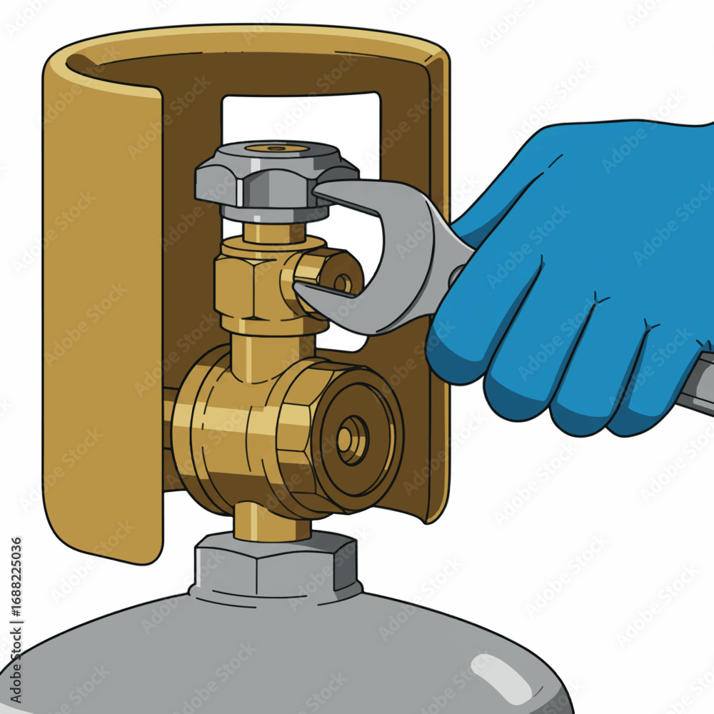 Professional technician safely connecting a pressure regulator to a ...