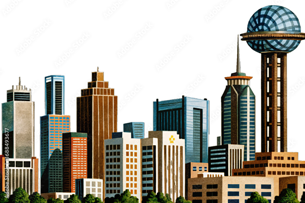 Vector de Stock Dallas Texas city, Reunion Tower, modern skyline ...
