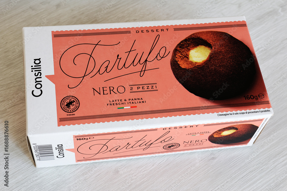 Italy – September 6, 2025: Consilia Black Tartufo Ice Cream Made with ...