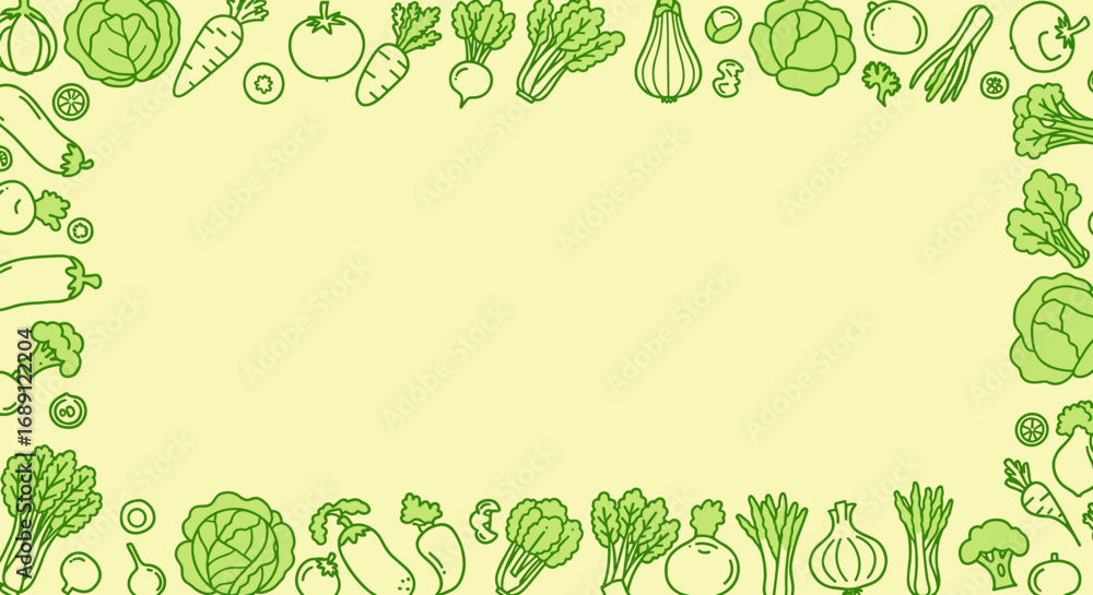 Green line art vegetable border with blank space for text Stock Vector ...