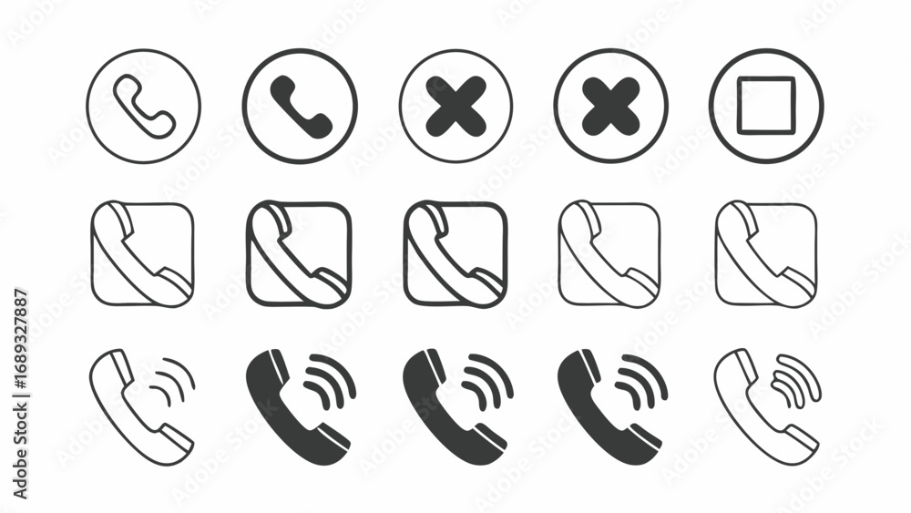 Illustration of telephone handsets, cross marks, and a stop symbol in ...