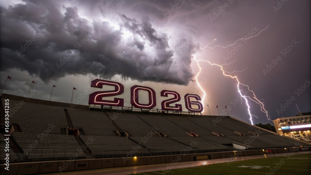 Стокова ілюстрація Stadium Lightning Storm 2026 - Dramatic of a ...