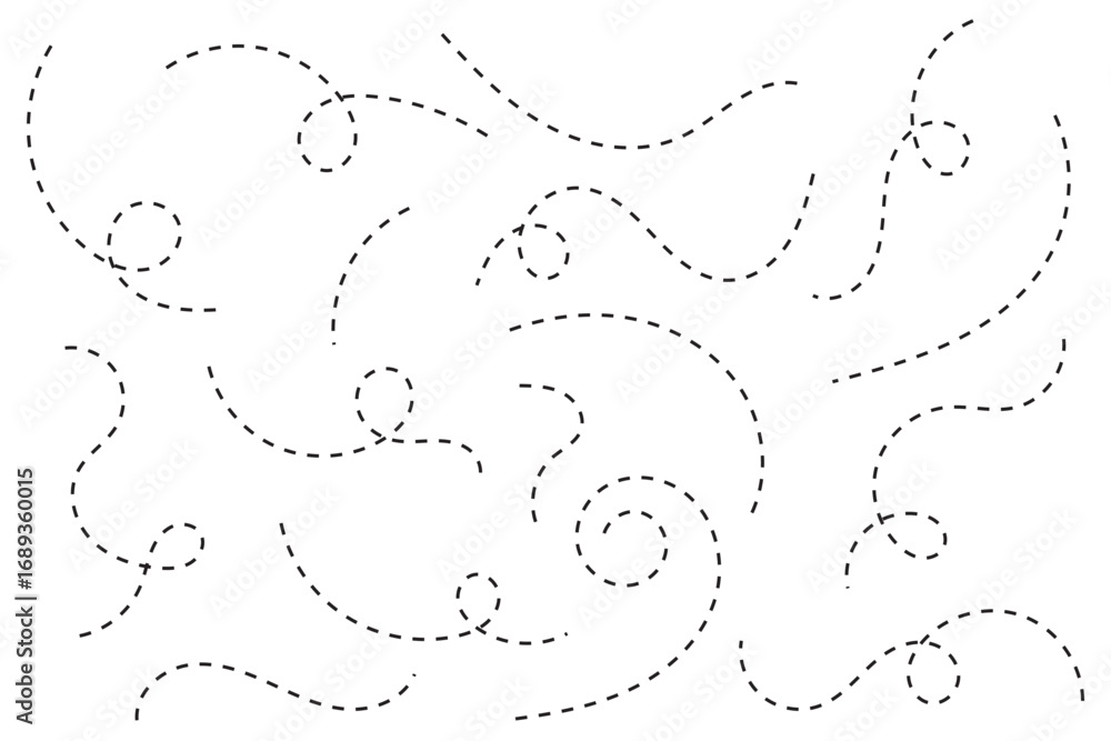 Line path. Dotted line path. Routes set. Dotted pathways. Airplane ...