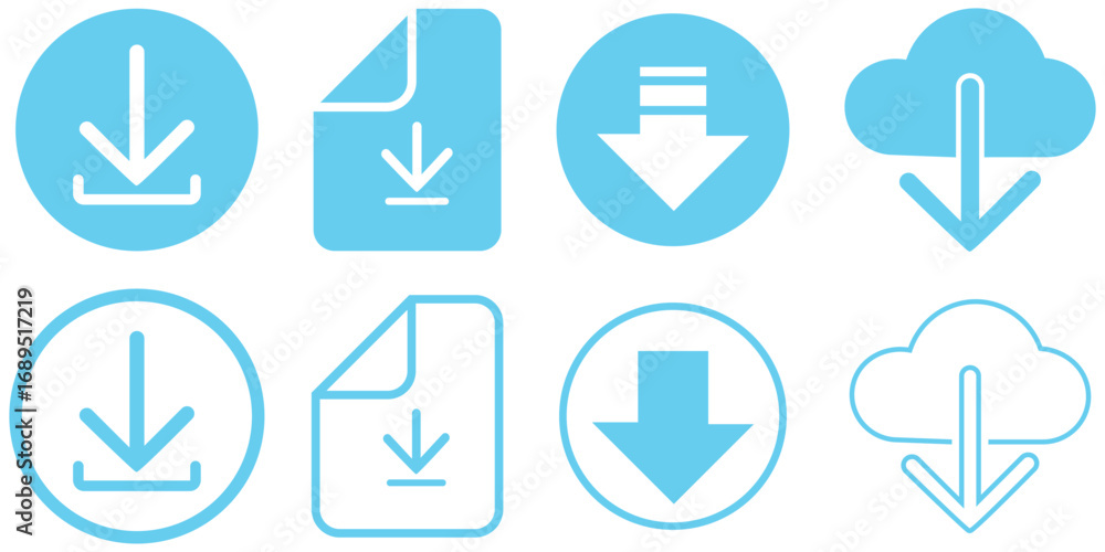 Download icon set. Download and upload icon. Files download and upload ...
