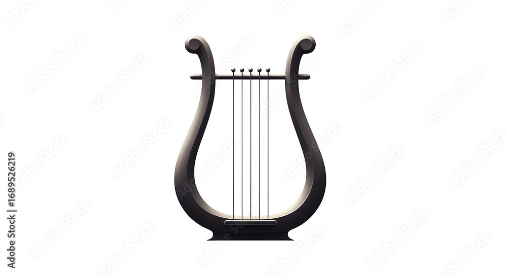 Elegant lyre isolated on transparent background, a stringed instrument ...