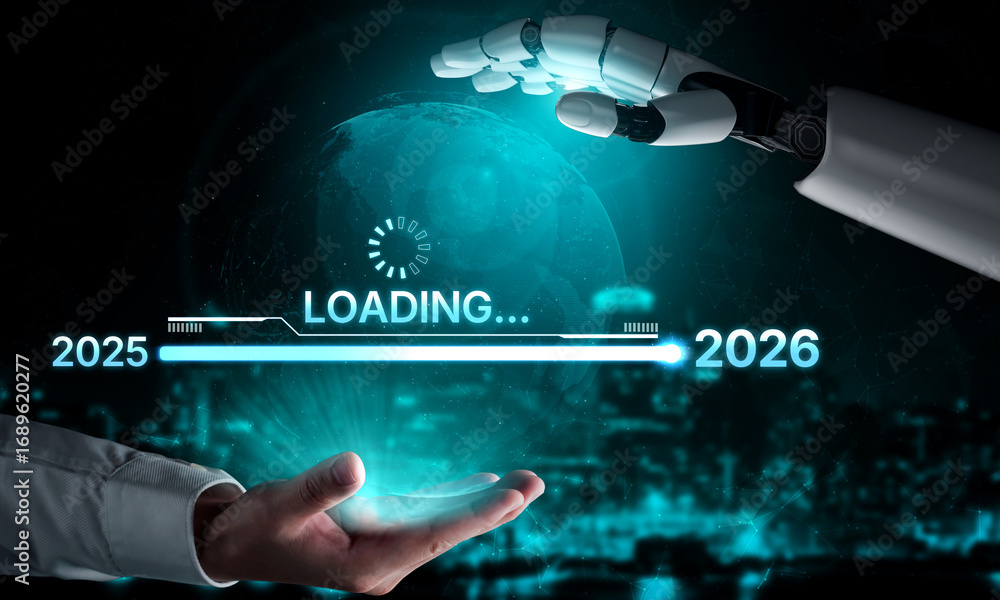 AI visualizes the transition from 2025 to 2026 using smart progress ...