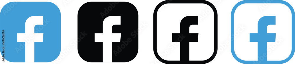Facebook logo icon variations in different styles, Facebook logo ...