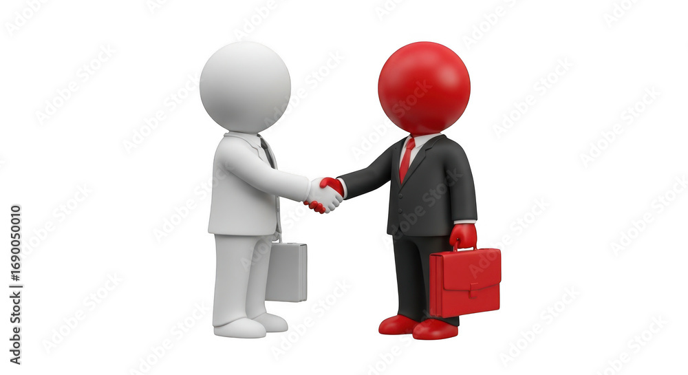 Two 3d figures shaking hands isolated on transparent background Stock ...