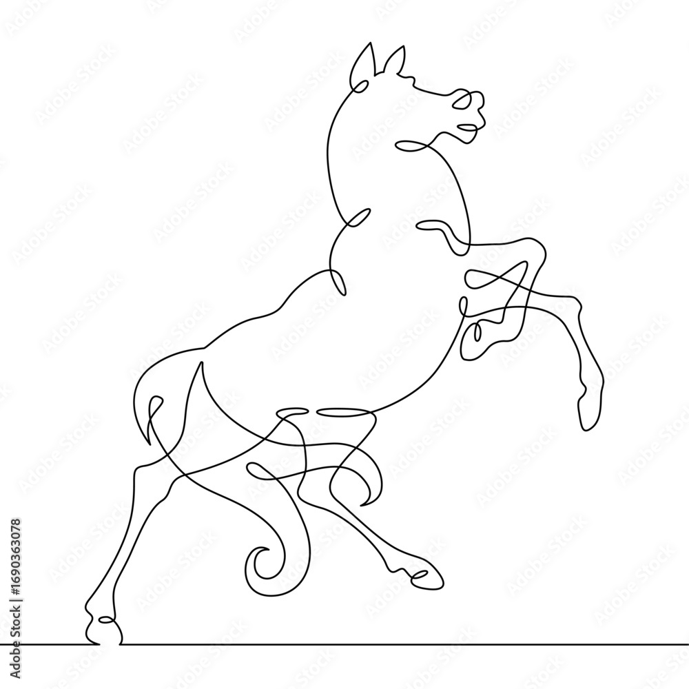 Continuous one line drawing beautiful horse. Symbol of the year 2026 is ...