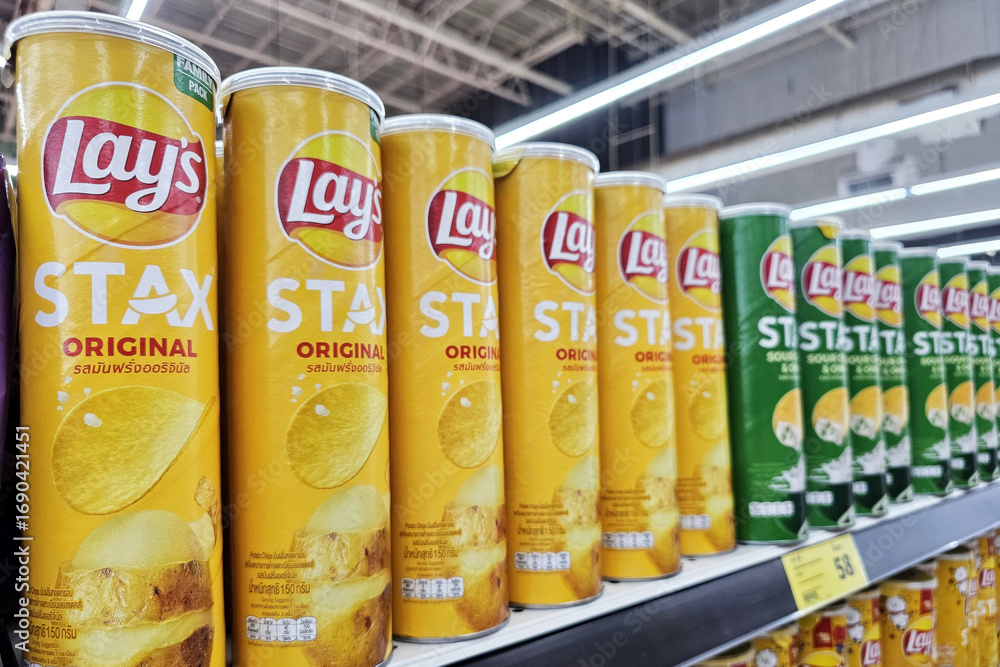 Bangkok, Thailand August 30, 2024 Lays STAX on the shelf.. Lays has ...