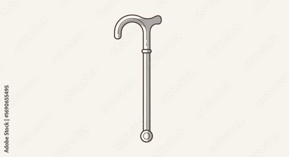 Walking cane mobility aid illustration for seniors and disability ...