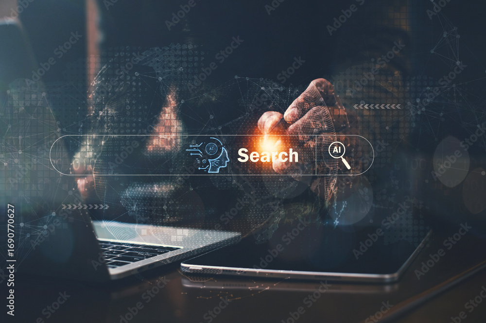 AI-Powered Search and Digital Technology, A futuristic digital concept ...