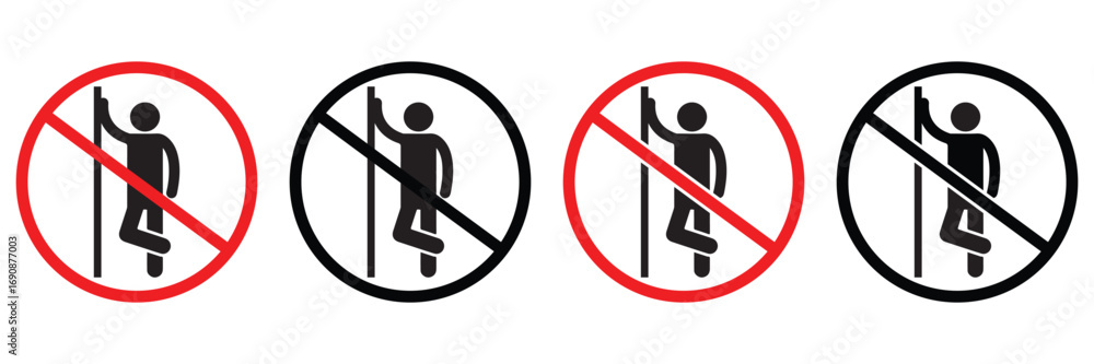 No Leaning Warning Sign Vector Set – Prohibited Safety Symbols and Do ...