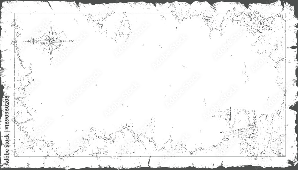 Aged parchment map with compass and ship rose Stock Vector | Adobe Stock