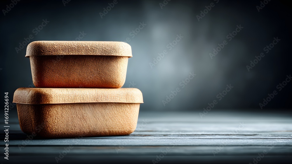 Stock-Foto „Unfolded kraft lunch box template showcasing clear folding ...