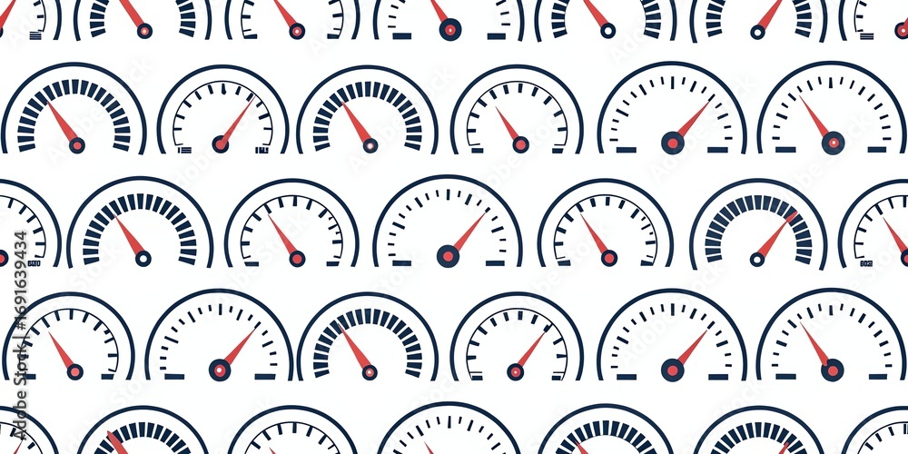 Seamless pattern of vintage speedometer gauges with red needles ...