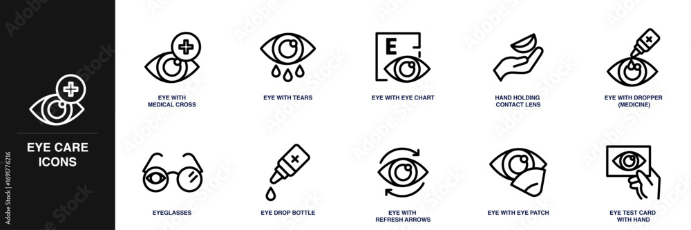 Eye Care Line Icon Set Stock Vector | Adobe Stock