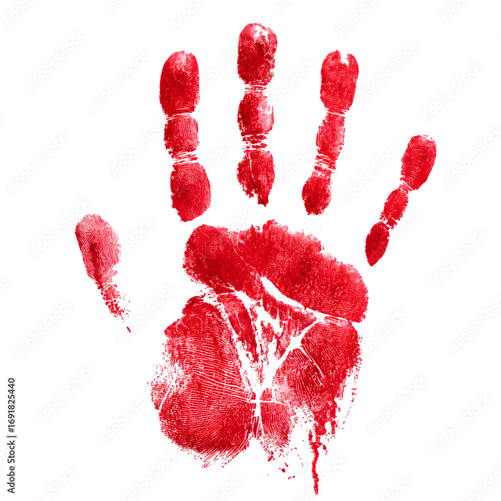 Red Handprint: A bold and stark, high-angle shot showcases a vibrant ...